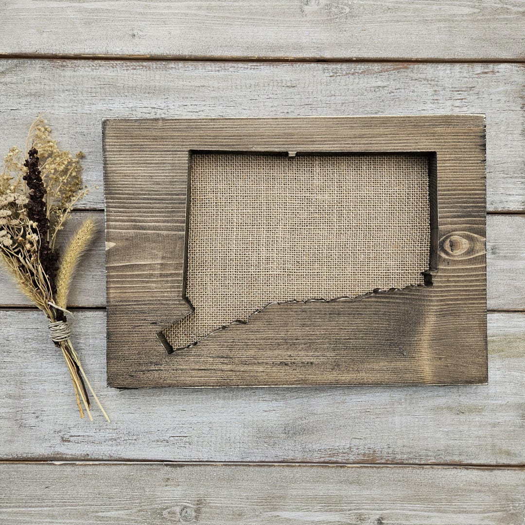 Connecticut Sign, Connecticut Burlap Print, Connecticut Wall Decor ...
