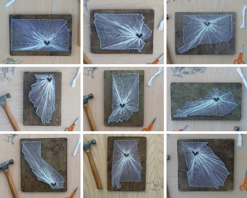 DIY State String Art Kit Nail Art Kit State String Art | Etsy