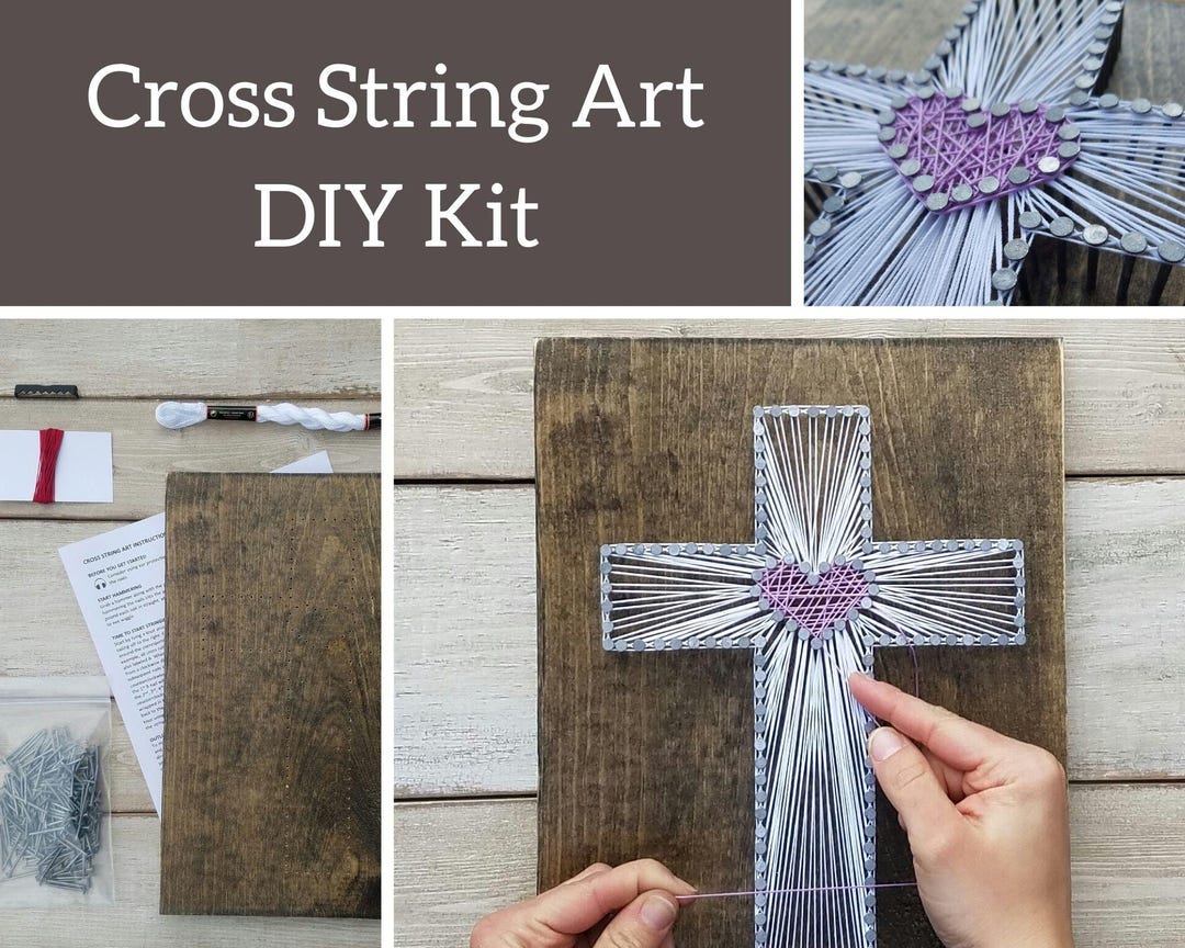 Cross String Art DIY - Heart & Cross - Craft Kit - Wall Decor - Etsy