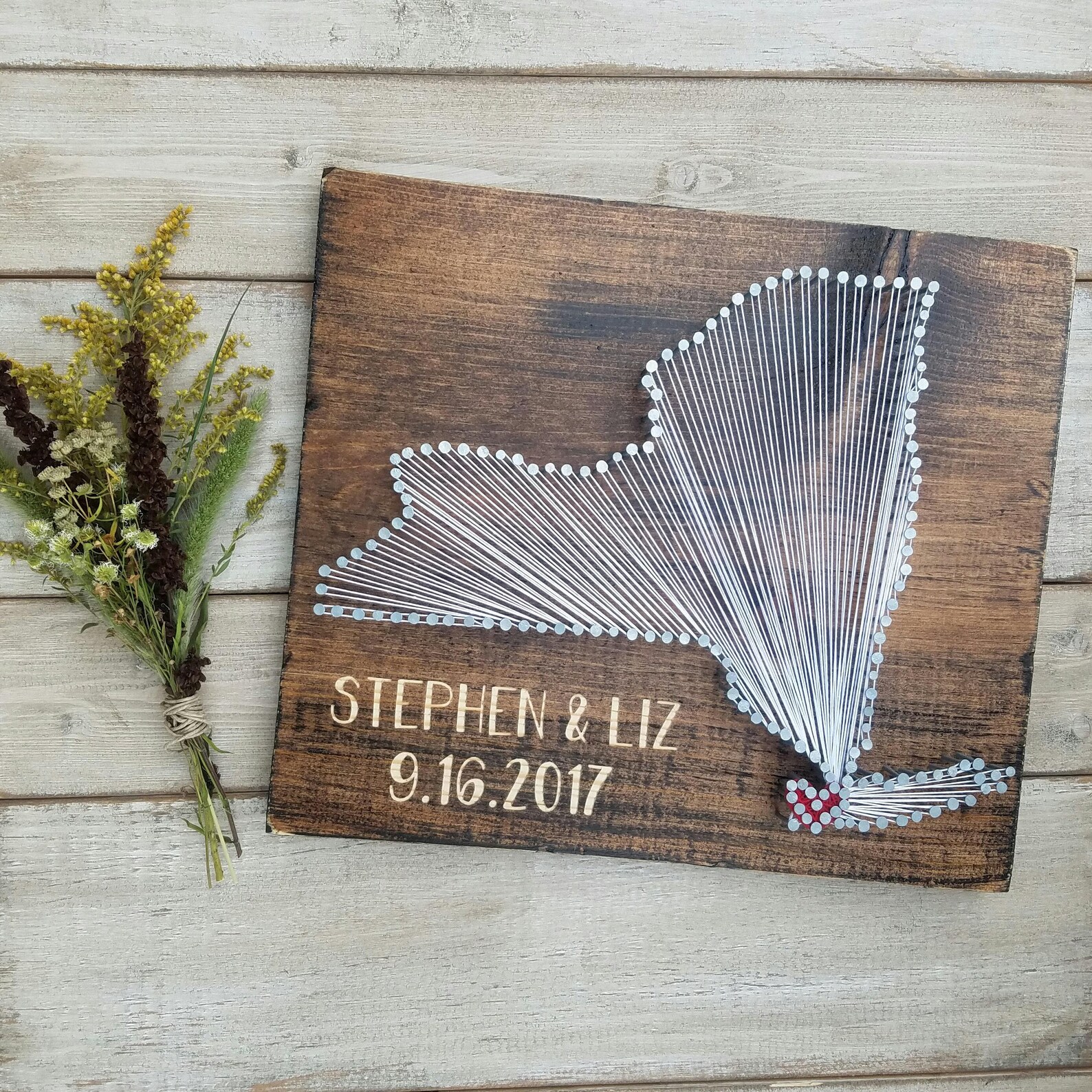 New York String Art, Rustic Wood State Sign, Custom Location - Etsy