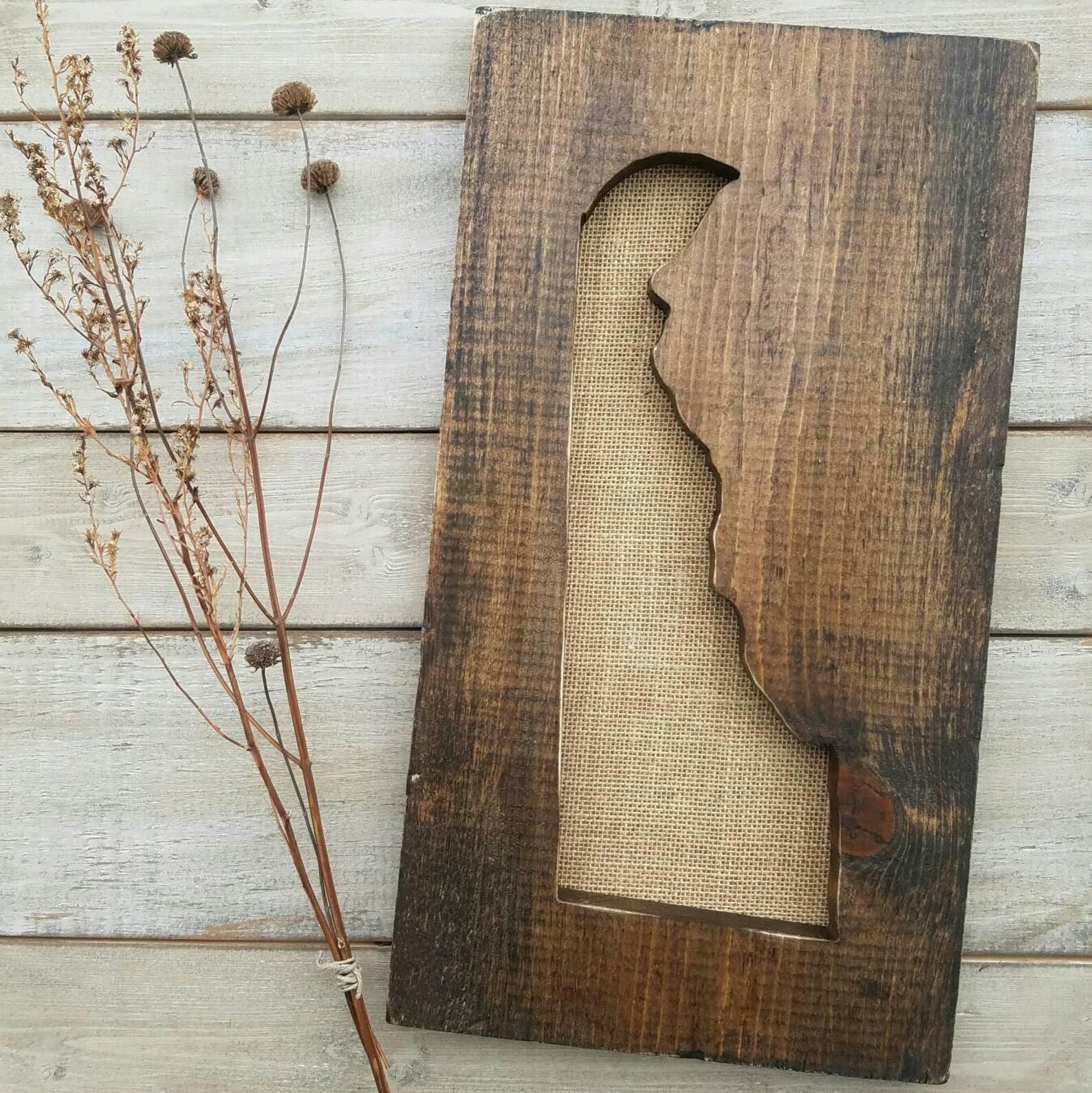 Rustic Delaware Wood Sign, Burlap Decor, Personalized Gift - Etsy