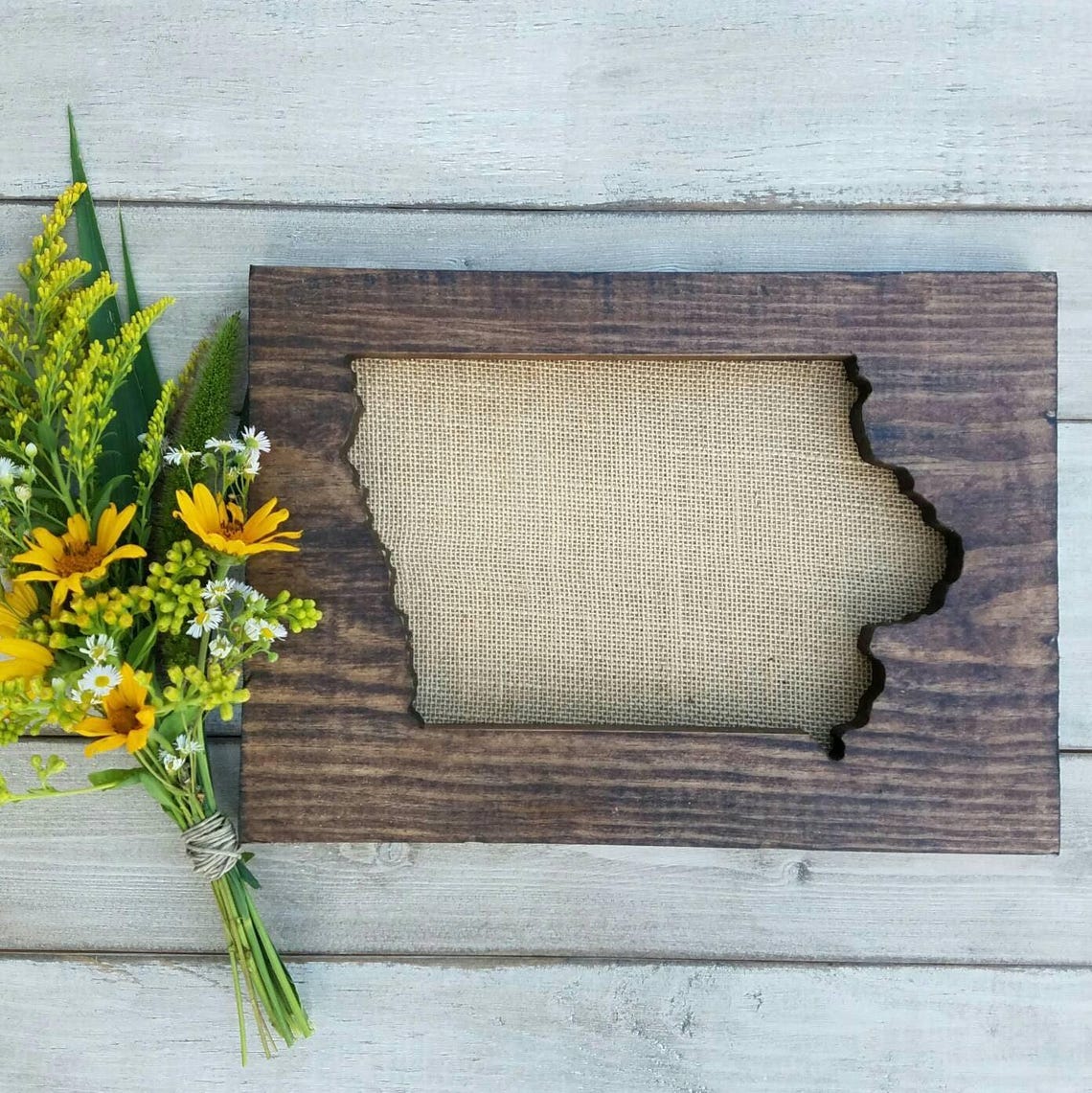 Custom Engraved Iowa Burlap Sign, Rustic State Wall Art - Etsy