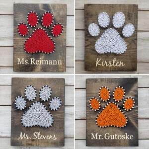Teacher Gift, Teacher Sign, Paw Print String Art, Mascot Teacher Gift ...