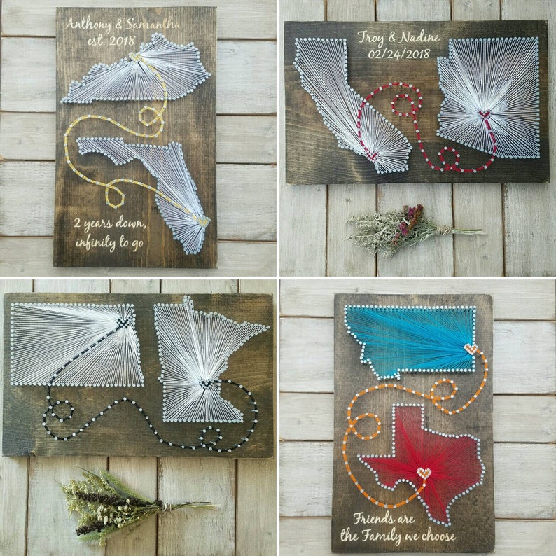 Two State String Art/ Cotton Anniversary/ State Nail Art/ - Etsy