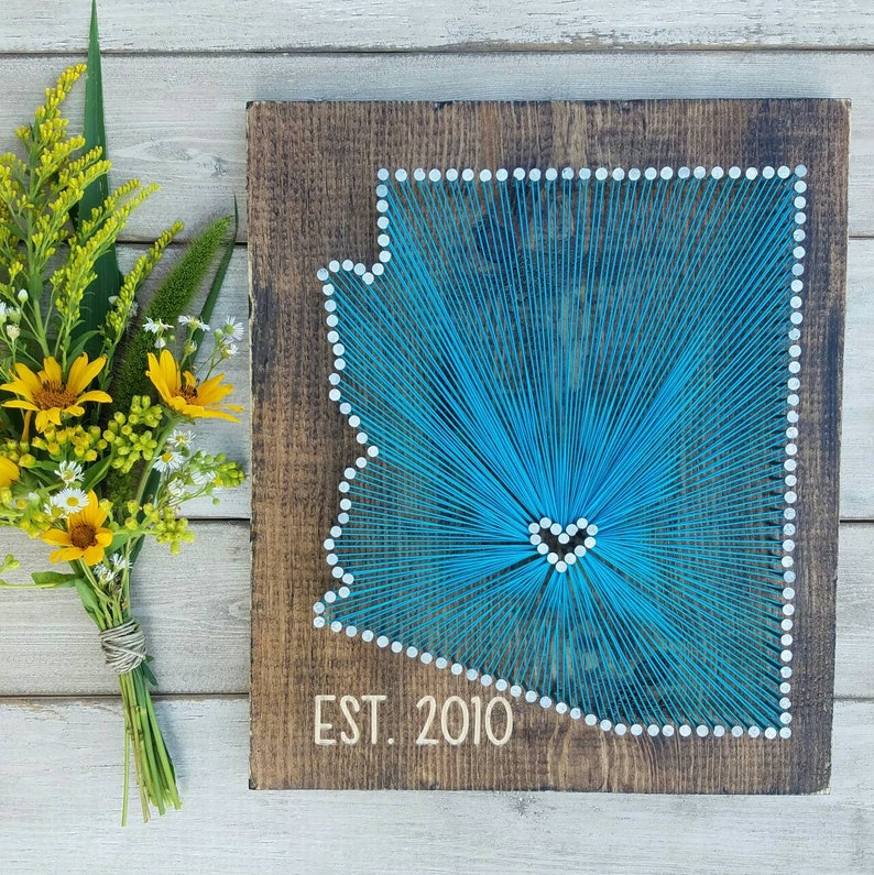 Arizona String Art, Custom Arizona Decor, Arizona Map, Arizona Print ...