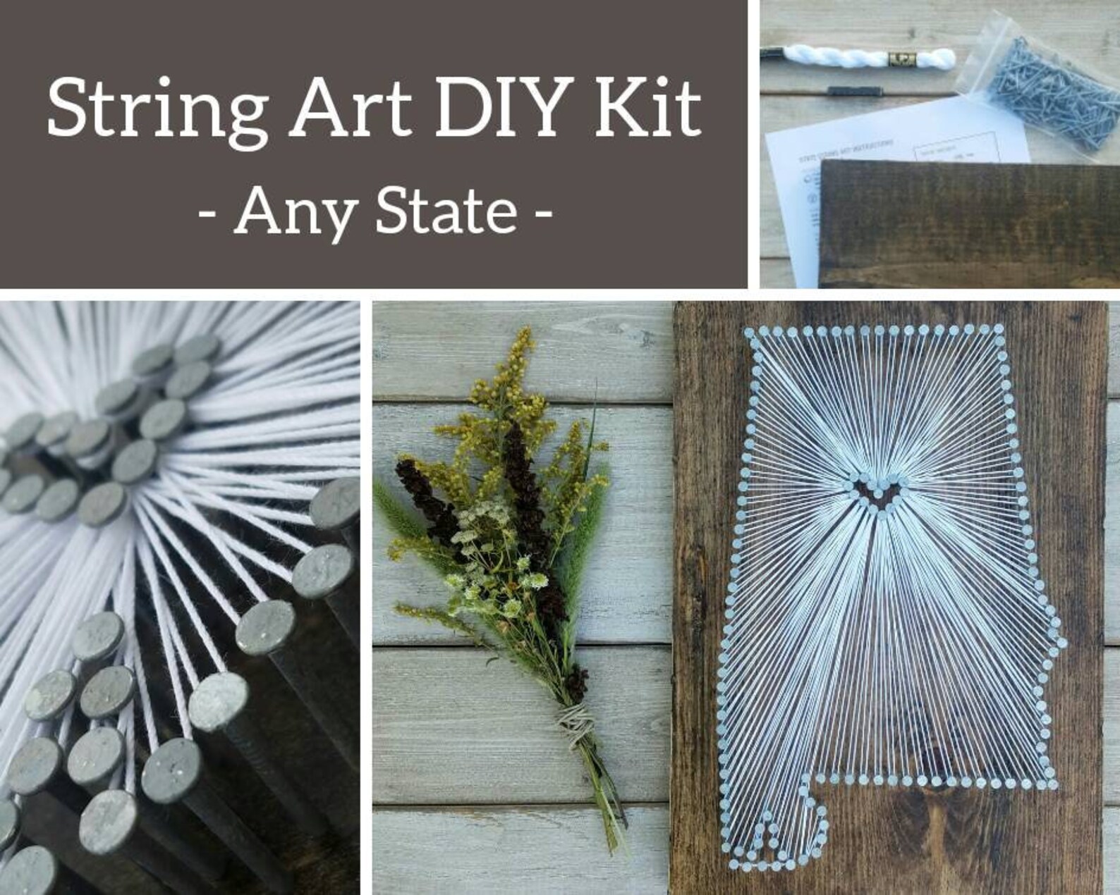 DIY Alabama String Art Kit State String Art Kit Alabama Nail - Etsy