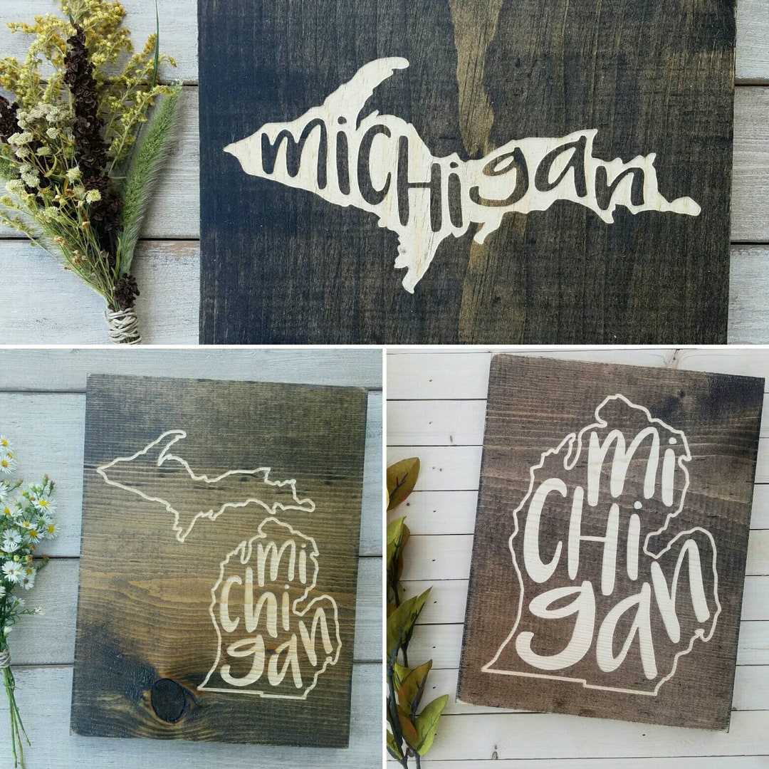 Michigan Sign, Michigan Decor, Michigan State Sign, Michigan Map ...