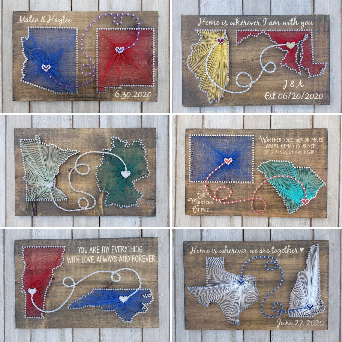 Two State String Art/ Cotton Anniversary/ State Nail Art/ - Etsy