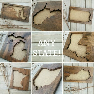 Rustic State Burlap Wood Sign, Custom Gift, Burlap Print, Going Away ...