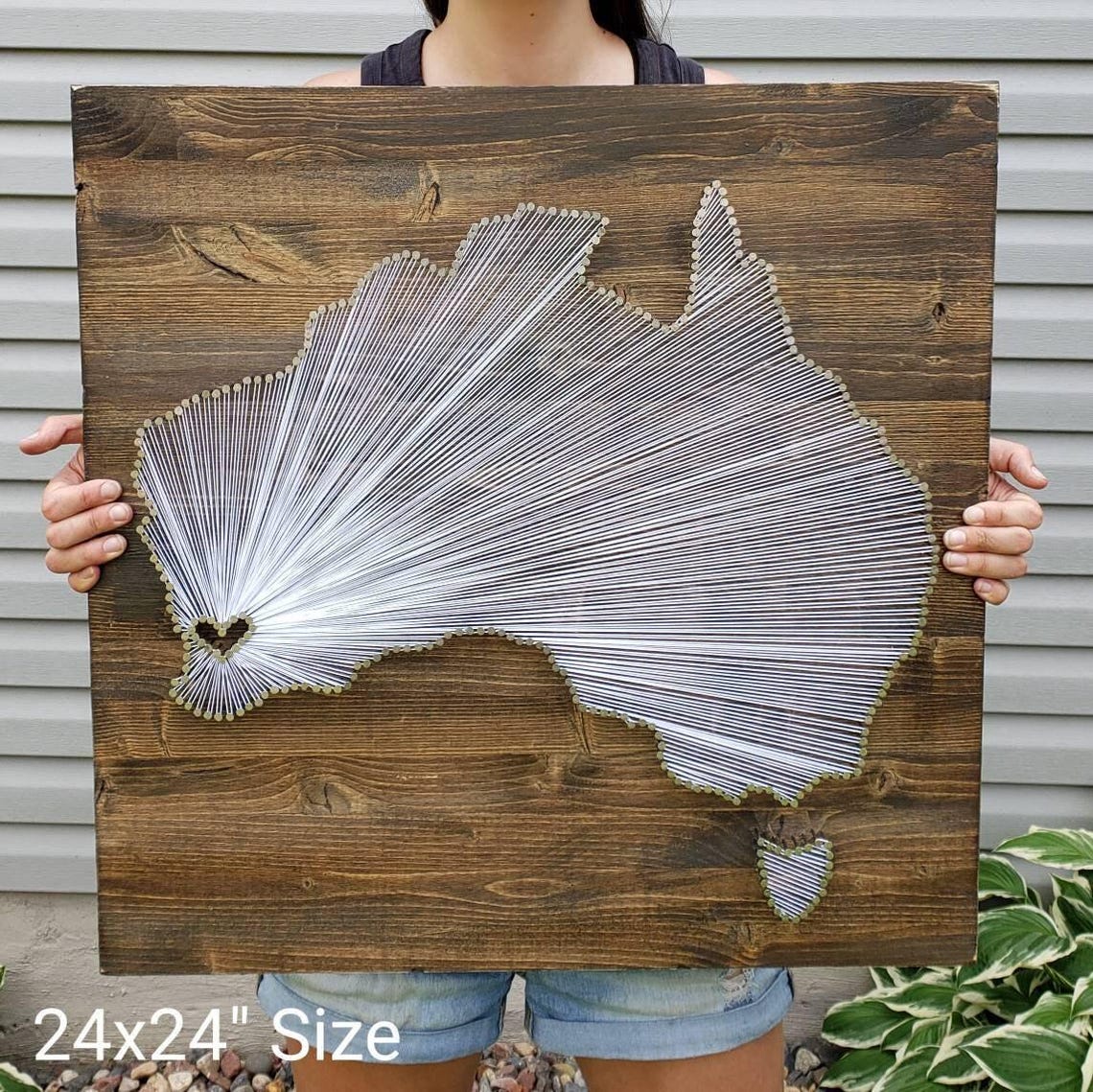 China String Art Map, Rustic Wood Sign, Custom Location Gift - Etsy