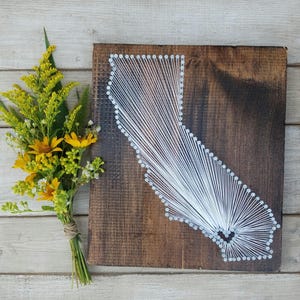 DIY California String Art Kit, Rustic Wood State Sign, Personalized ...
