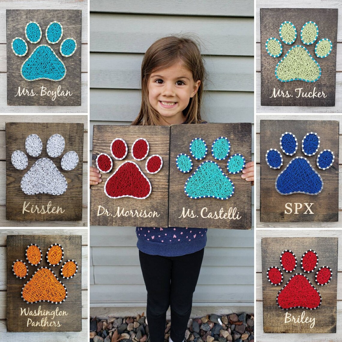 Teacher Gift Teacher Sign Paw Print String Art Mascot - Etsy