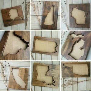 Rustic State Burlap Wood Sign, Custom Gift, Burlap Print, Going Away ...