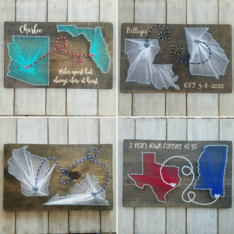 Two State String Art/ Cotton Anniversary/ State Nail Art/ - Etsy