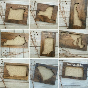 Rustic State Burlap Wood Sign Custom Gift Burlap Print - Etsy