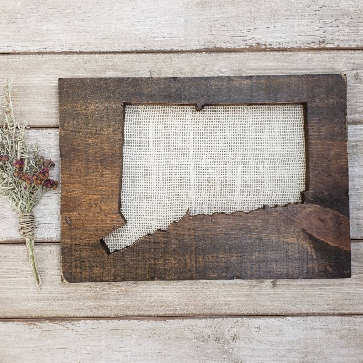 Connecticut Sign Connecticut Burlap Print Connecticut Wall | Etsy