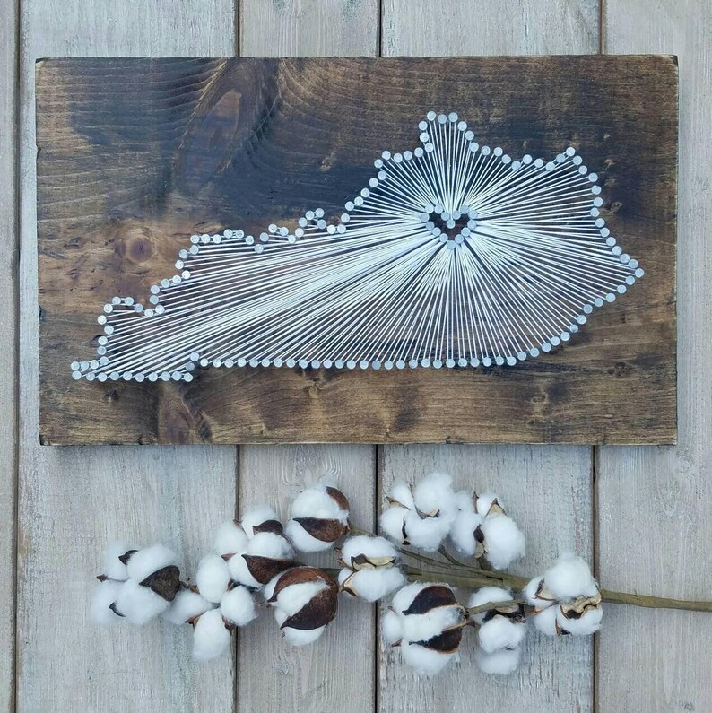 Kentucky String Art Map, Custom Heart, Rustic Home Decor - Etsy