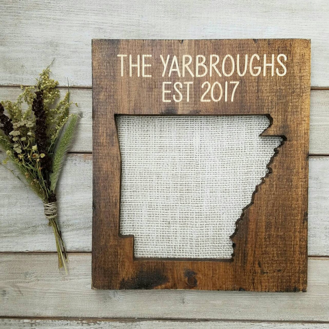 Arkansas Sign, Burlap Print, Arkansas Wall Decor, Arkansas State Map ...