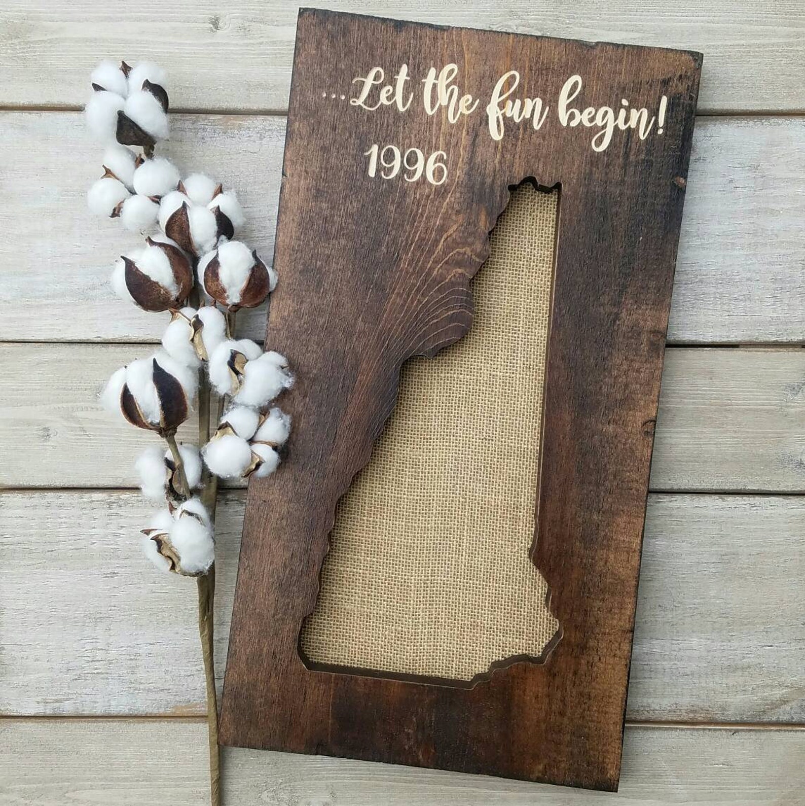 New Hampshire Sign Burlap Print New Hampshire Decor New | Etsy