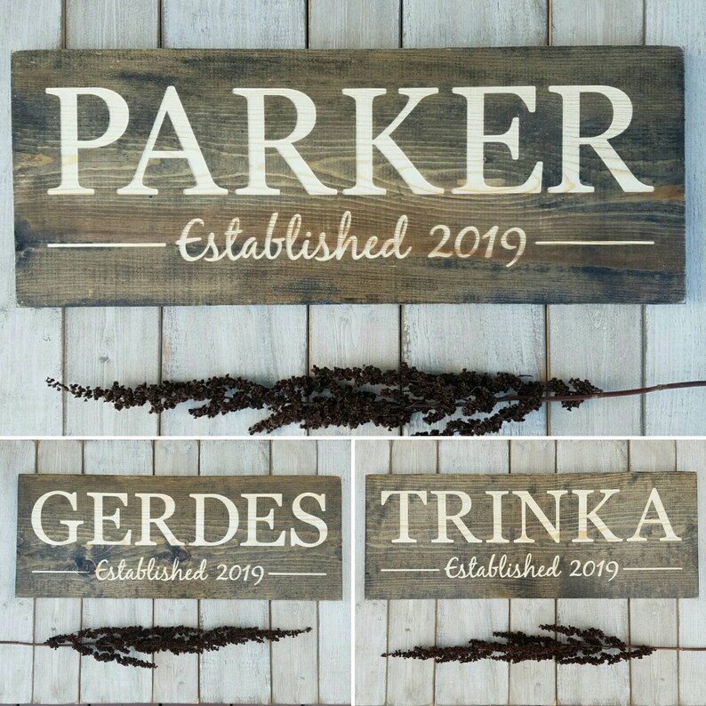Personalized Last Name Wood Sign, Established Date, Rustic Wedding Gift ...