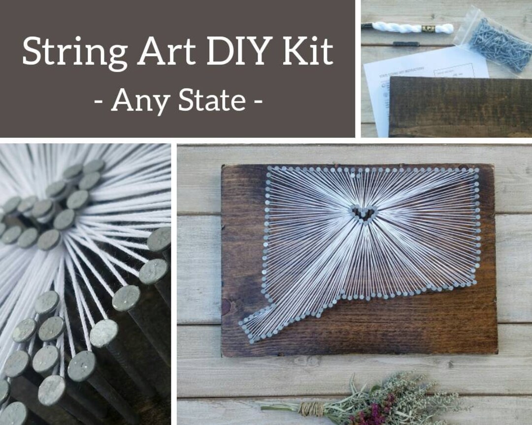 DIY Connecticut String Art Kit, State String Art Kit, Connecticut Nail ...