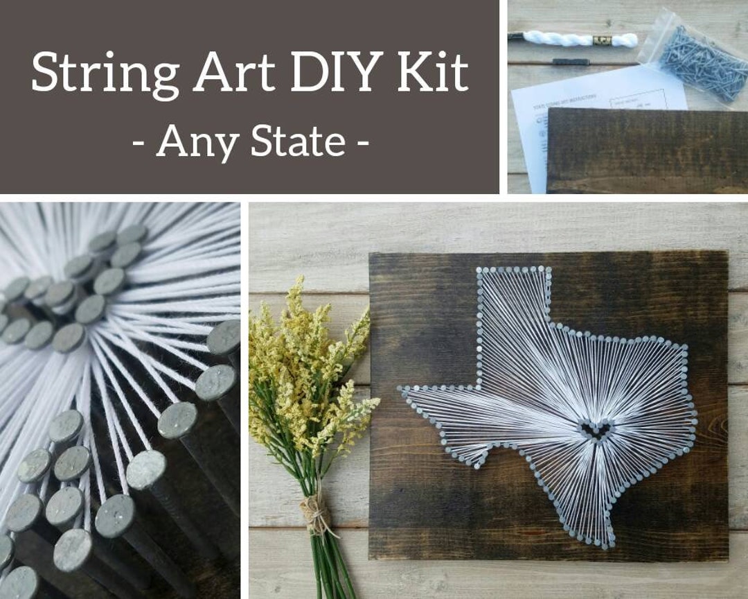 DIY Texas String Art Kit, State String Art Kit, Texas Nail Art, Rustic ...