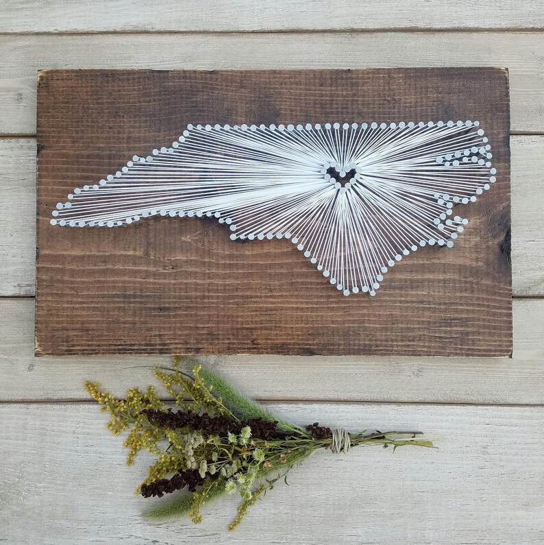 DIY North Carolina String Art Kit, Rustic Wood State Sign - Etsy