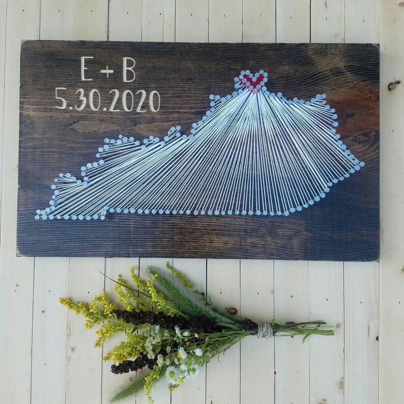 Kentucky String Art Map, Custom Heart, Rustic Home Decor - Etsy