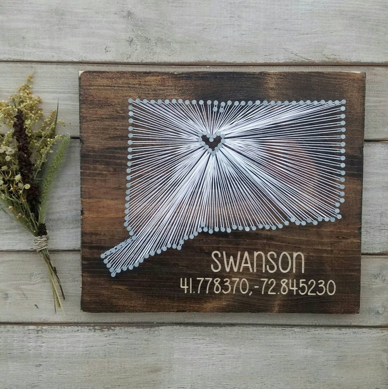 Connecticut String Art, Connecticut Wood Sign, Connecticut Nail Art ...