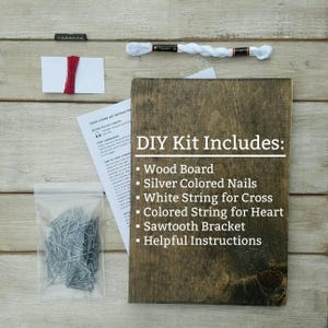 Cross String Art DIY - Heart & Cross - Craft Kit - Wall Decor - Etsy