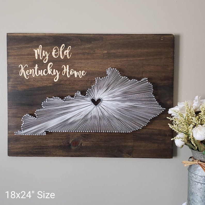 Kentucky String Art Map, Custom Heart, Rustic Home Decor - Etsy