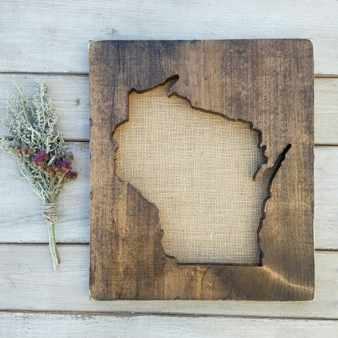 Wisconsin Sign, Burlap Print, Wisconsin Decor, Wisconsin, Wisconsin ...