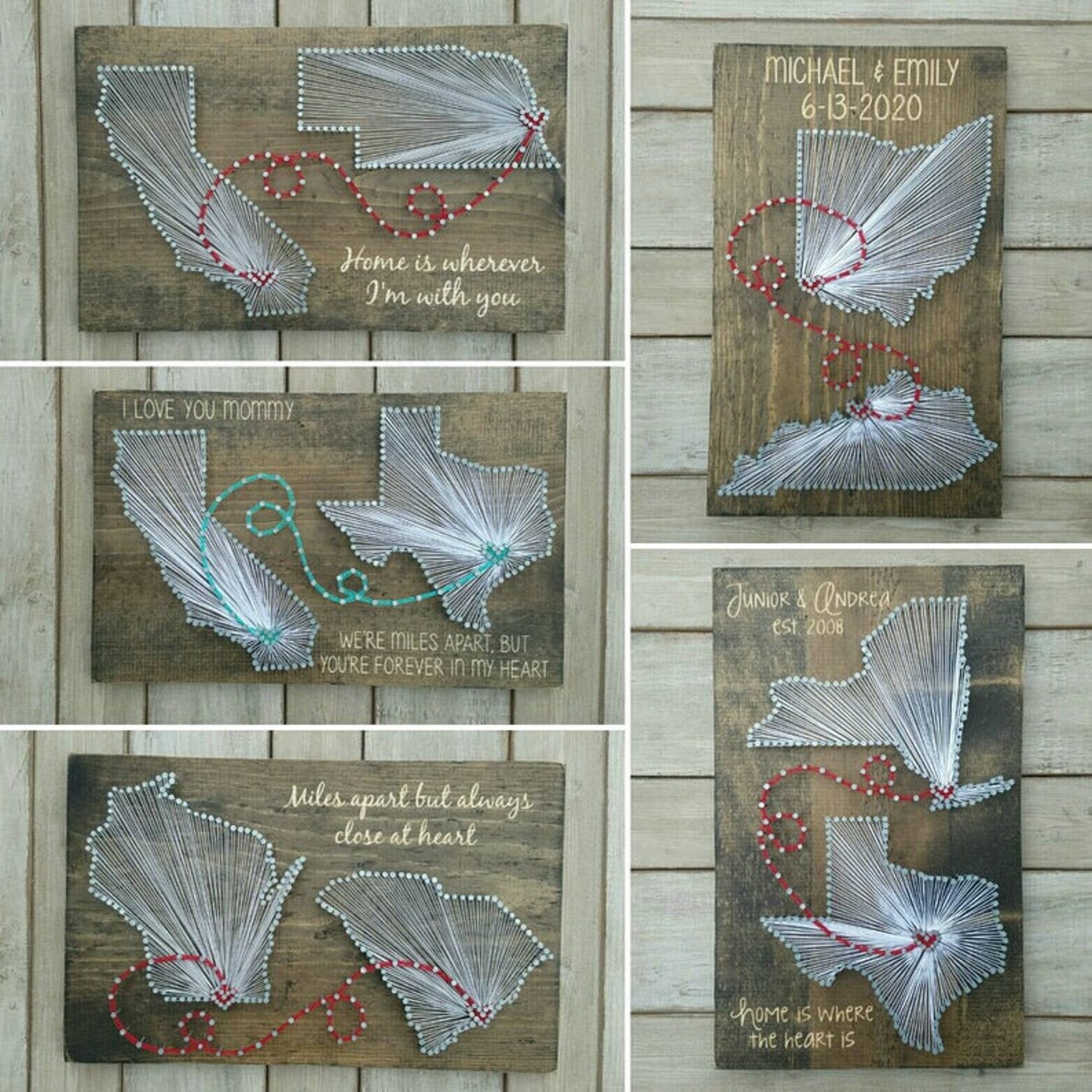 Two State String Art/ Cotton Anniversary/ Wedding Gift/ 12x18 | Etsy