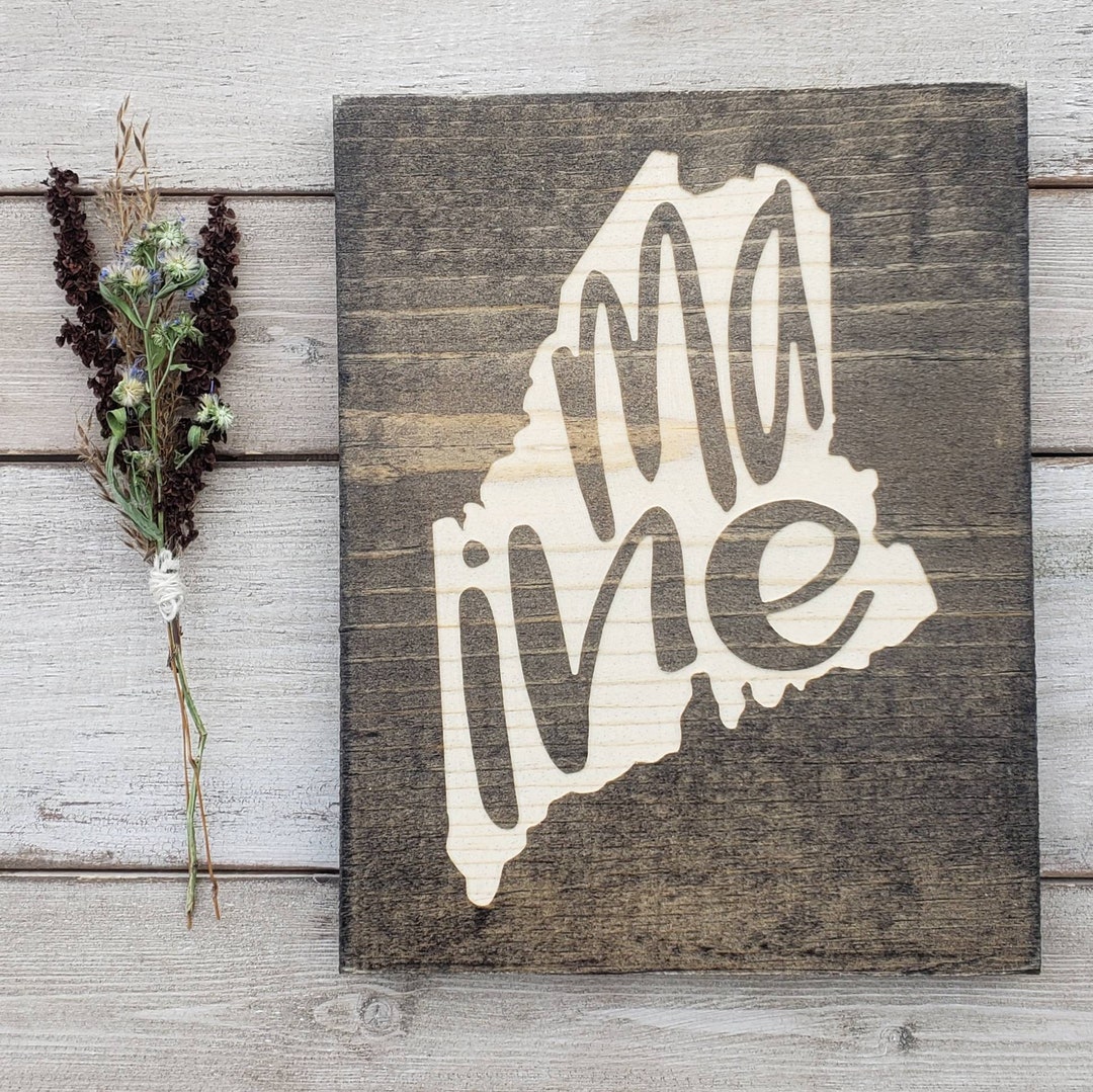 Maine Sign, Maine Decor, Maine Print, Maine Gifts, Maine Map, Maine Art ...