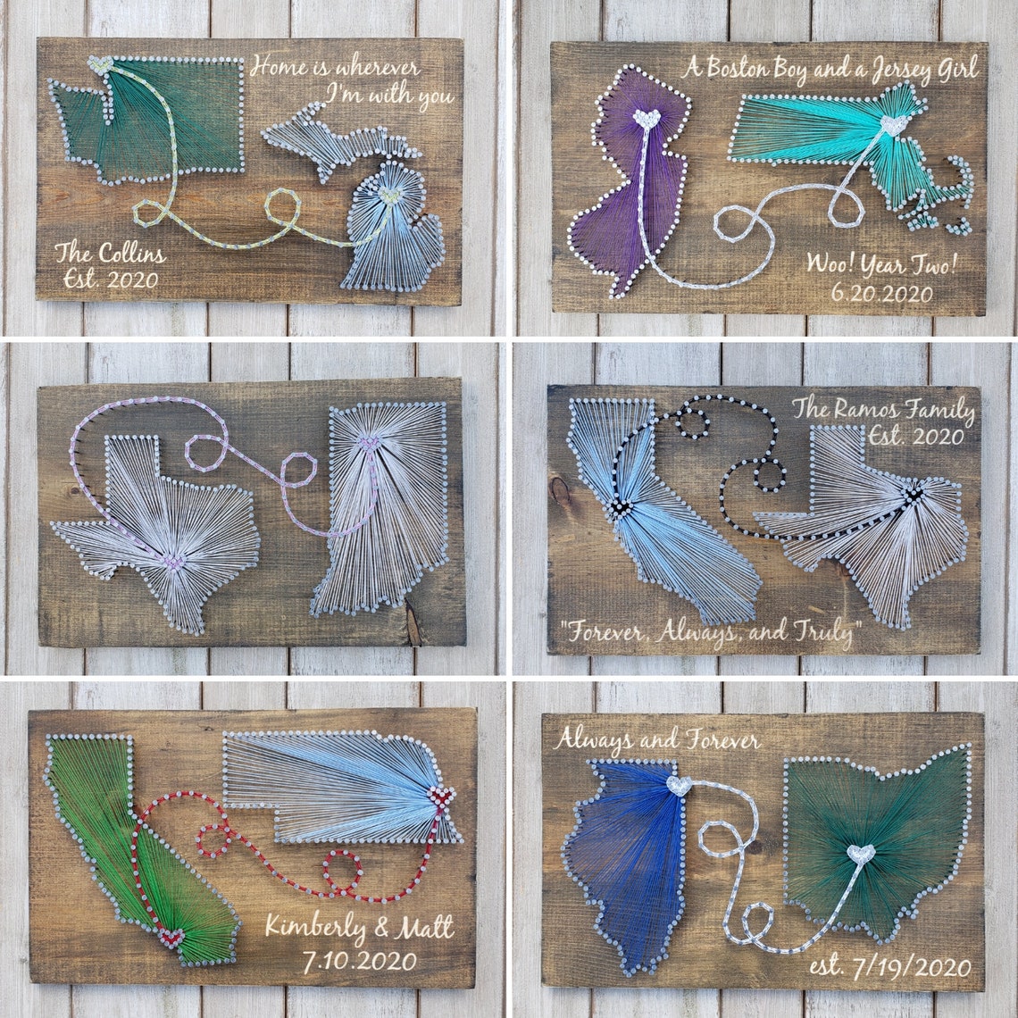 Two State String Art/ Cotton Anniversary/ State Nail Art/ - Etsy