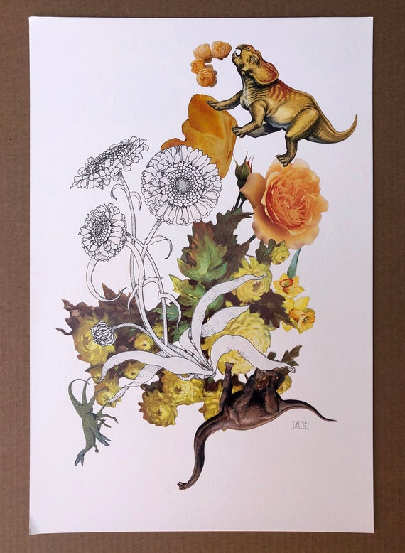 Wheel with Snake Original Analog Collage on Paper Paper Art ...