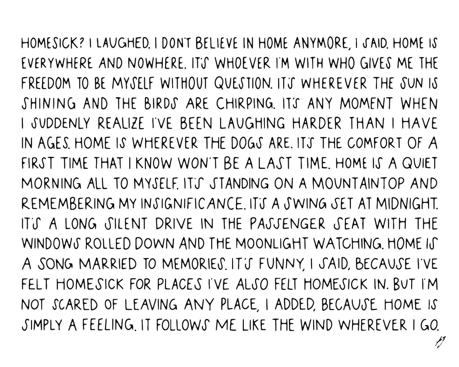 Homesick Original Poem Art Print, Handwritten Poem Digital Download ...
