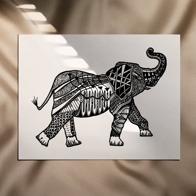 Zentangle Elephant - Etsy