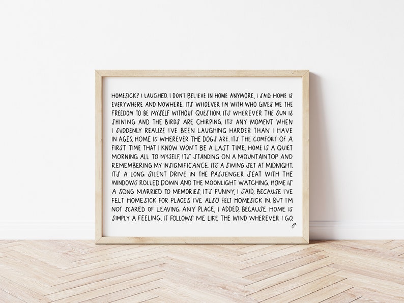 Homesick Original Poem Art Print, Handwritten Poem Digital Download ...