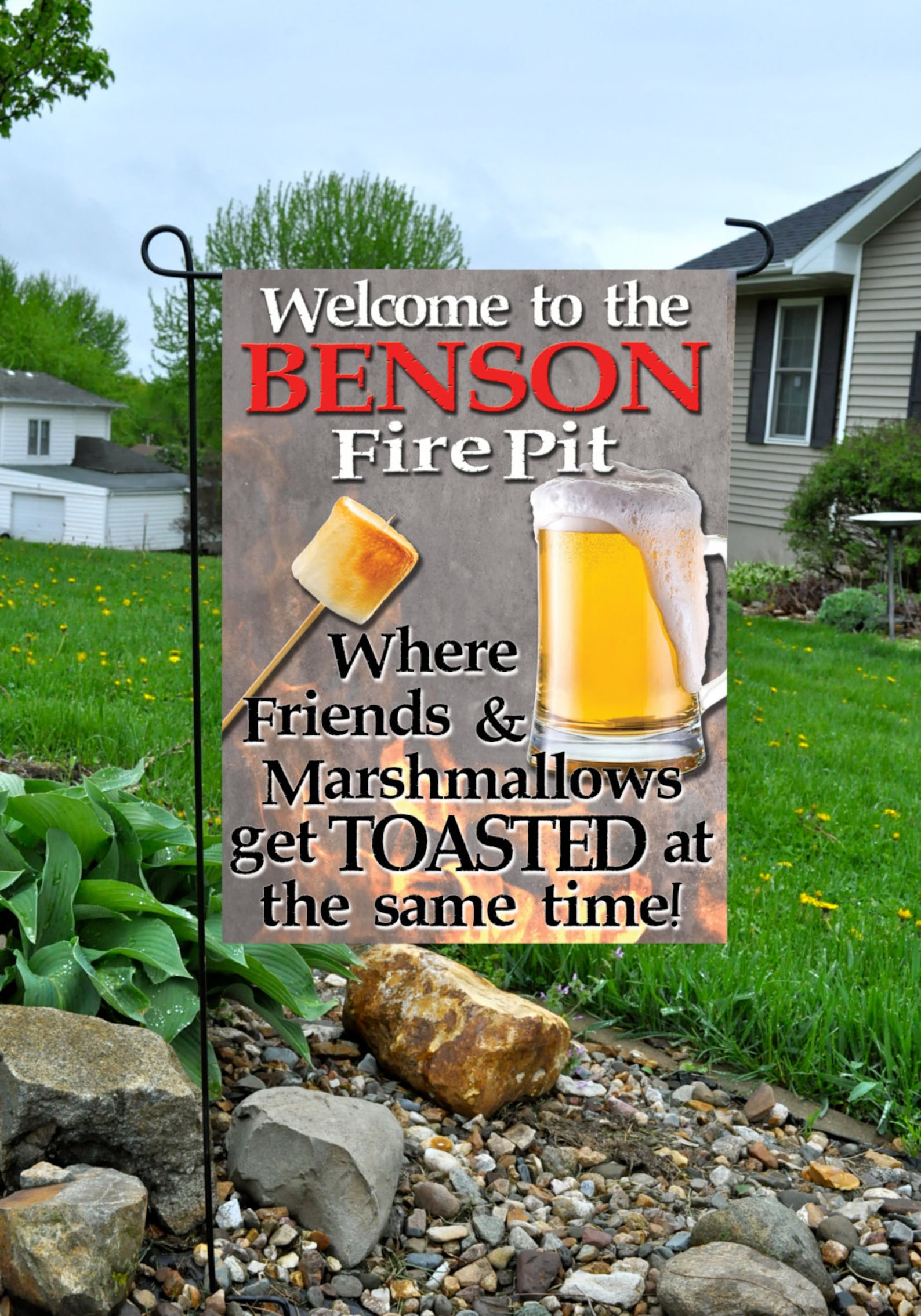 Campsite Flag, Firepit Flag, Flag , Personalized Flags, Fire Pit ...