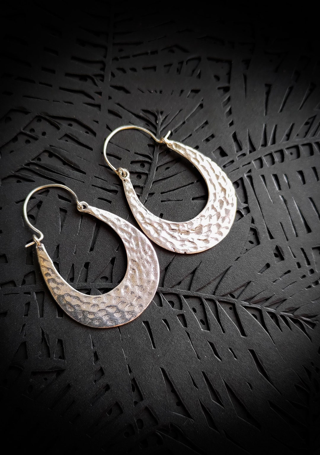 Silver Plated Hammered Mapuche Design Earrings-new Co-minimalist Design ...
