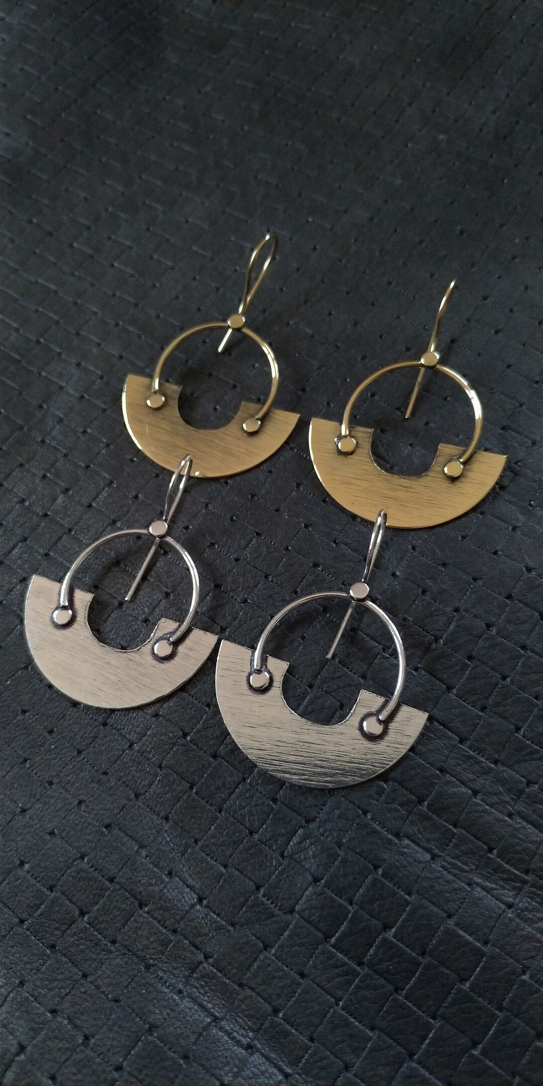 Brass or Silver Plated Mapuche Design Earrings-minimalist Design ...