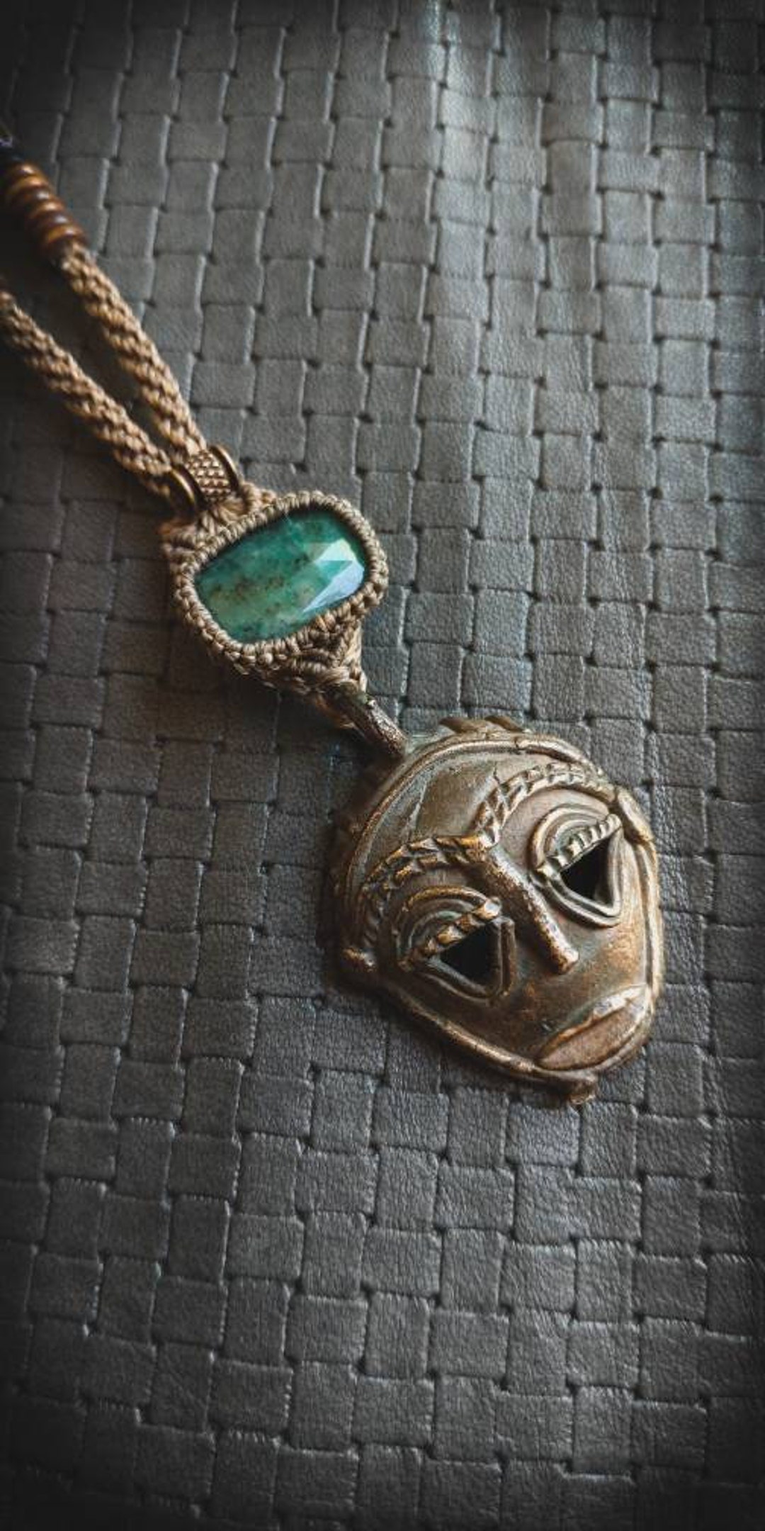 Original Ghana Ashanti Mask Rosecut Esmerald Necklace-boho Jewelry ...