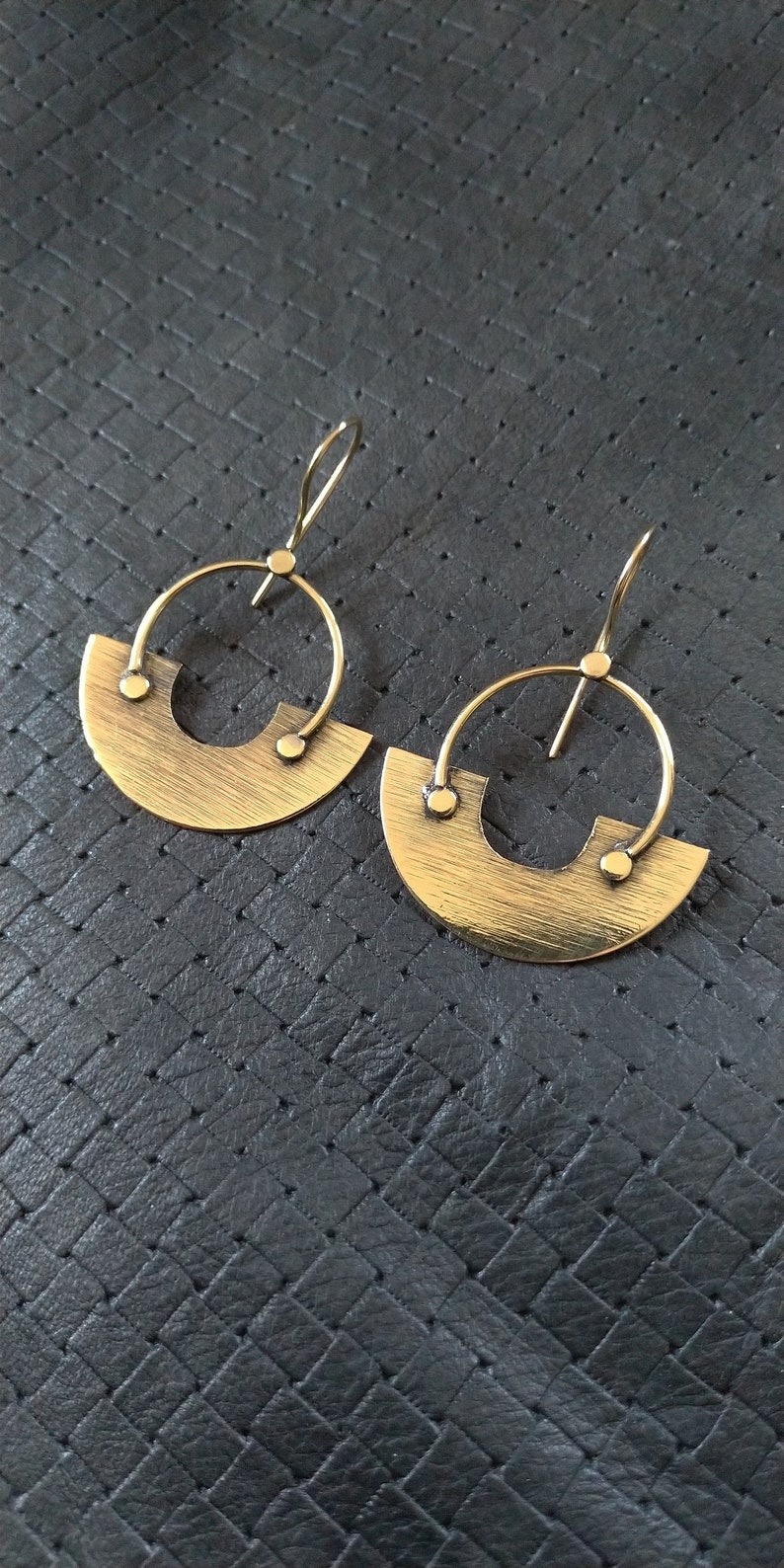 Brass or Silver Plated Mapuche Design Earrings-minimalist Design ...