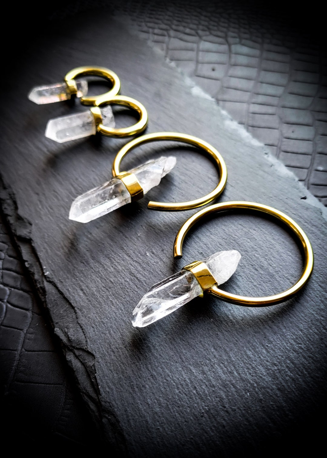 Brass Rough Crystal Quartz Unisex Ears Hangers-3mm 8ga-crystal Jewels ...