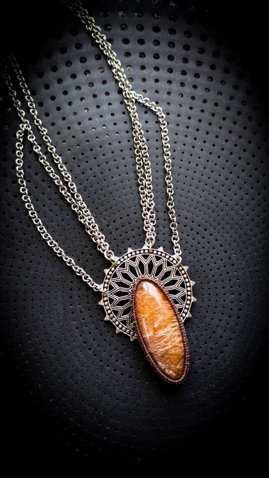 Solaris Triple Chain Massive Flashy Sun Stone Unisex Necklace-original ...