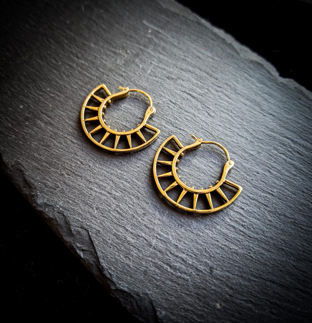 Brass Mapuche Ethnic Geometric Earrings-new Co-boho Jewels-minimalist ...