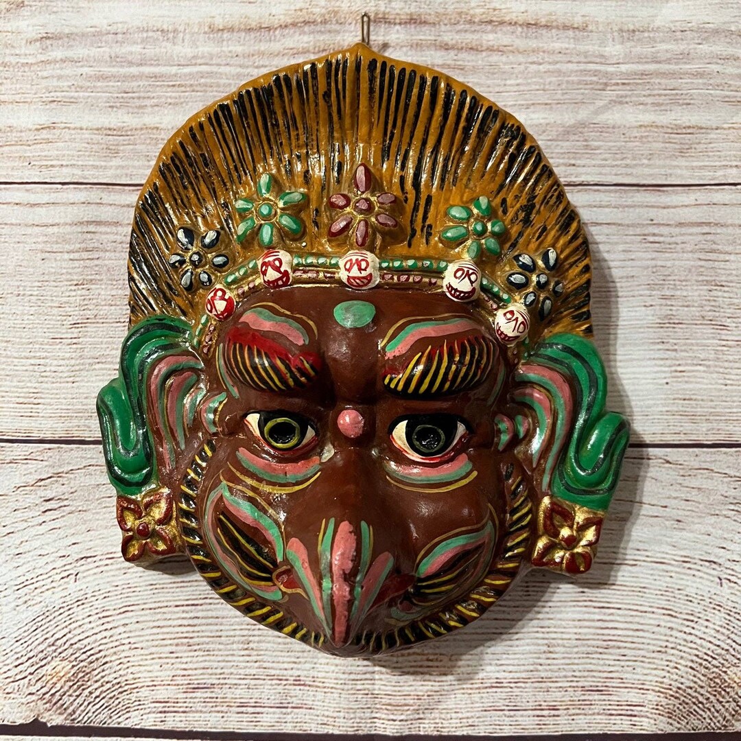 Vintage Paper Mache Hindu Mask - Etsy