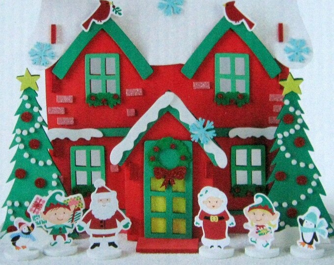 CHRISTMAS HOUSE COTTAGE 3D Foam Craft Kit/ Mr. and Mrs. Santa Clause ...