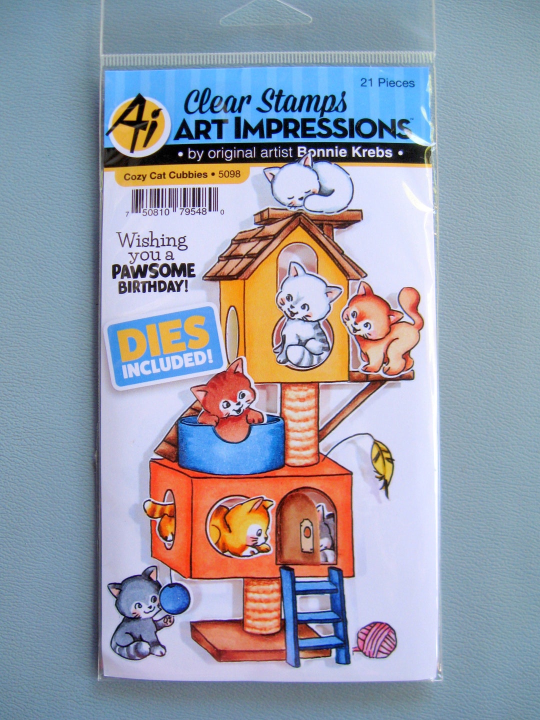 CATS Clear Stamps & Die Set/ Cat Post Stamp With Dies/ Cozy Cat Stamp ...